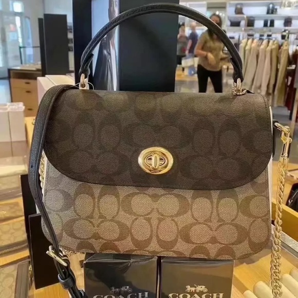 Coach | Bags | Coach Top Handle Satchel In Blocked Signature Canvas ...